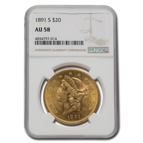 Buy 1891-S $20 Liberty Gold Double Eagle AU-58 NGC | APMEX