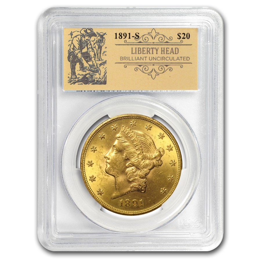 Buy 1891-S $20 Liberty Gold Double Eagle BU PCGS (Prospector Label) | APMEX