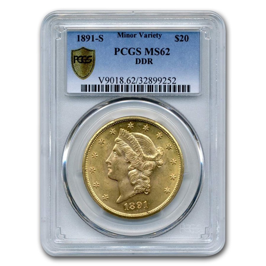 Buy 1891-S $20 Liberty Gold Double Eagle Double Die Rev MS-62 PCGS | APMEX