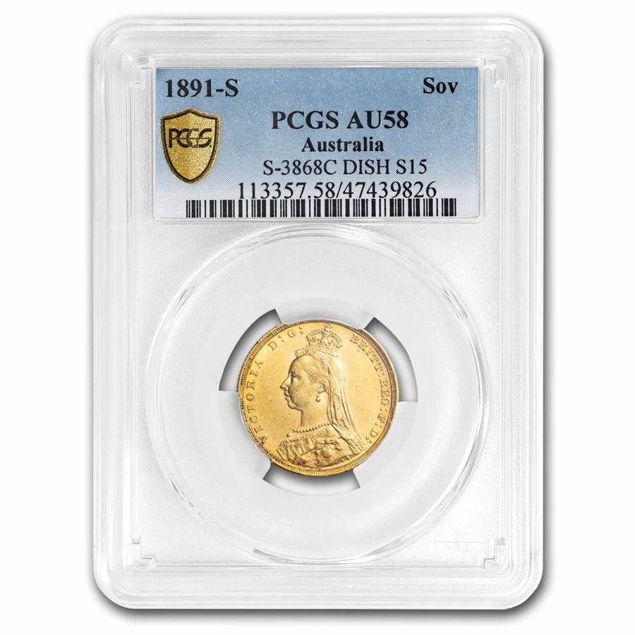 Buy 1891-S Australia Gold Sovereign Victoria Jubilee AU-58 PCGS | APMEX