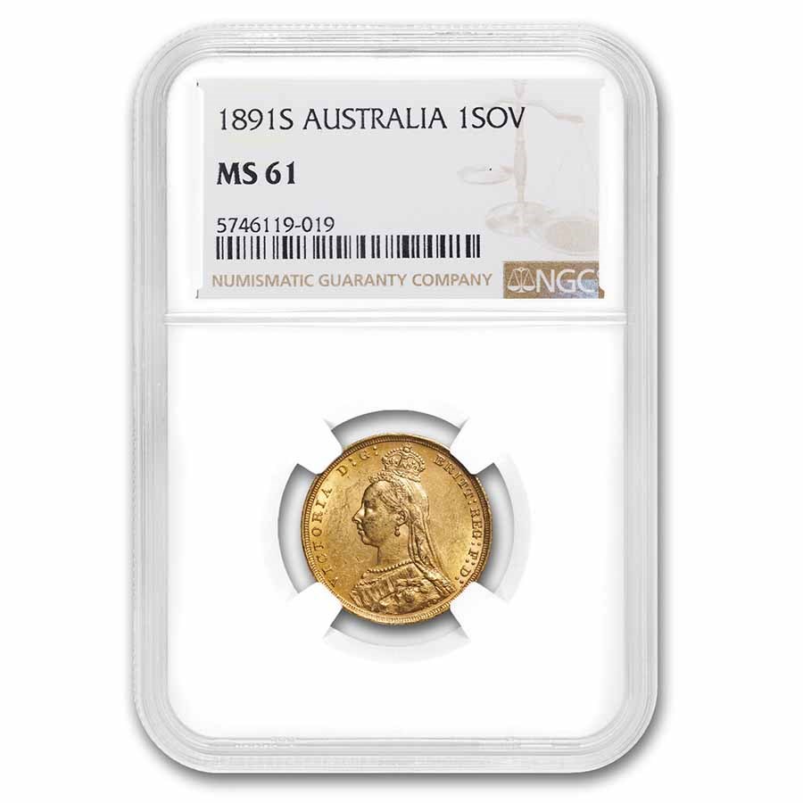 Buy 1891-S Australia Gold Sovereign Victoria Jubilee MS-61 NGC | APMEX