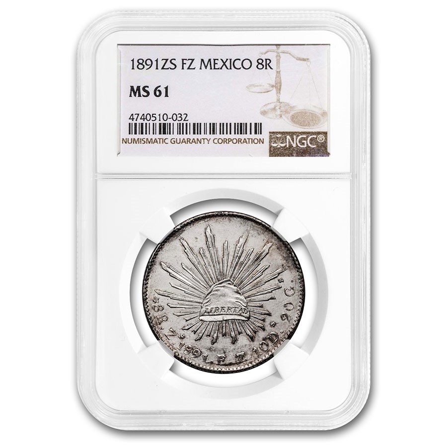 Buy 1891 Zs FZ Mexico Silver 8 Reales MS-61 NGC | APMEX
