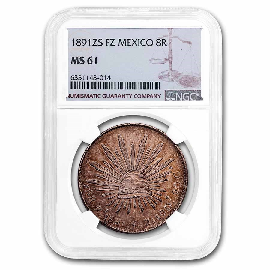 Buy 1891-Zs FZ Mexico Silver 8 Reales MS-61 NGC | APMEX