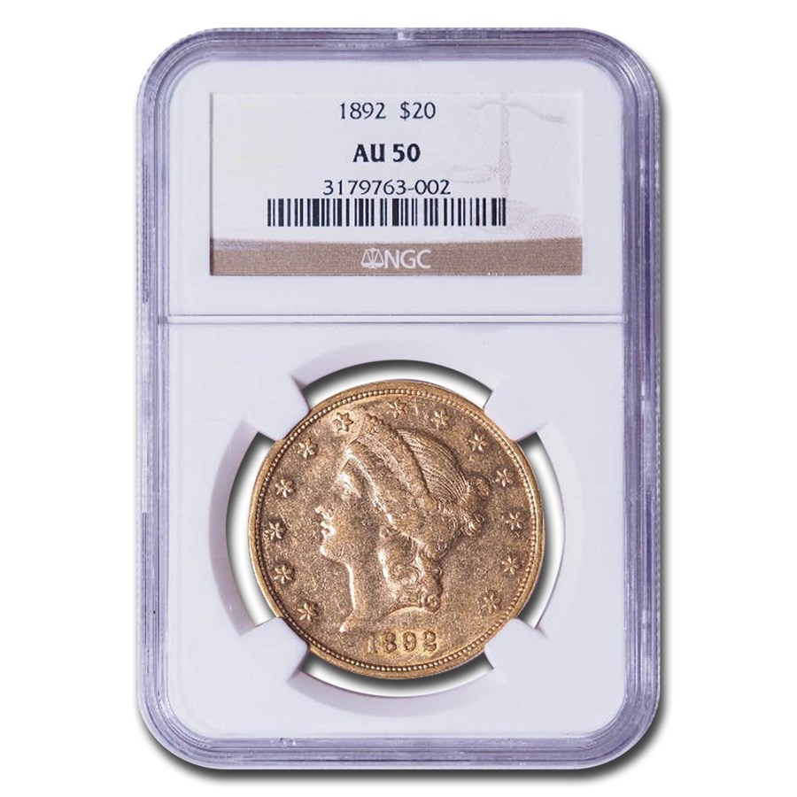 1892 $20 Liberty Gold Double Eagle AU-50 NGC