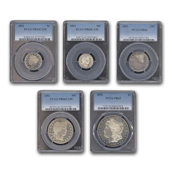 Buy 1892 5-Coin Proof Set PCGS (Various Grades) | APMEX