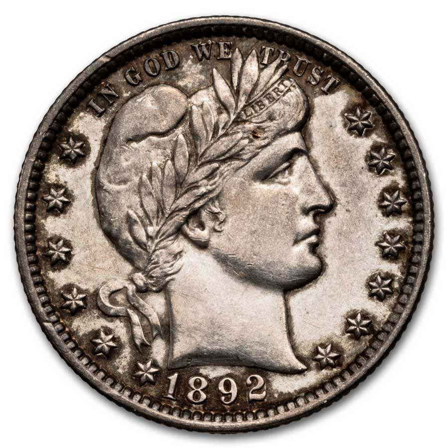1892 Barber Quarter XF (Details)