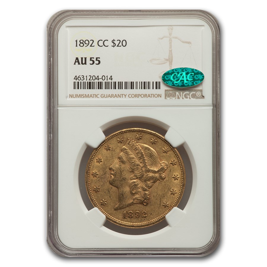 Buy 1892-CC $20 Liberty Gold Double Eagle AU-55 NGC CAC | APMEX