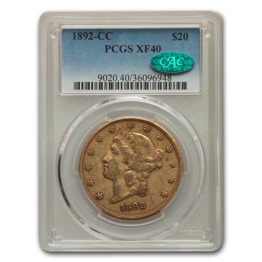 Buy 1892-CC $20 Liberty Gold Double Eagle XF-40 PCGS CAC | APMEX