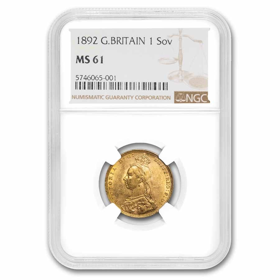 Buy 1892 Great Britain Gold Sovereign Victoria Jubilee Head MS-61 NGC | APMEX