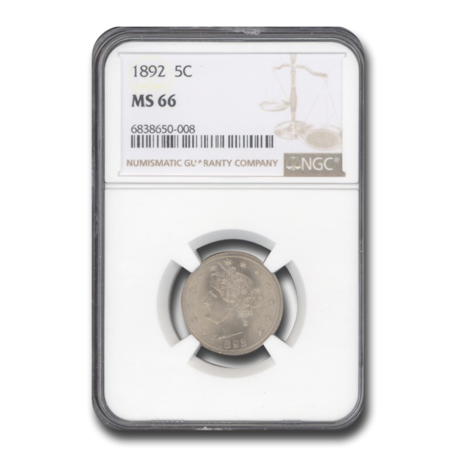 1892 Liberty Head V Nickel MS-66 NGC