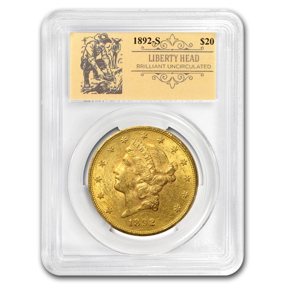 Buy 1892-S $20 Liberty Gold Double Eagle BU PCGS (Prospector Label) | APMEX