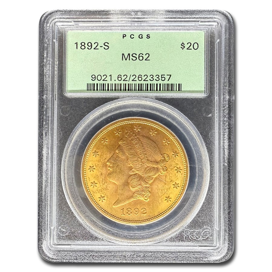 Buy 1892-S $20 Liberty Gold Double Eagle MS-62 PCGS | APMEX