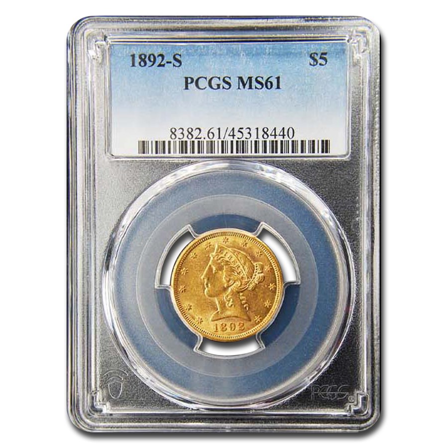 Buy 1892-S $5 Liberty Gold Half Eagle MS-61 PCGS | APMEX