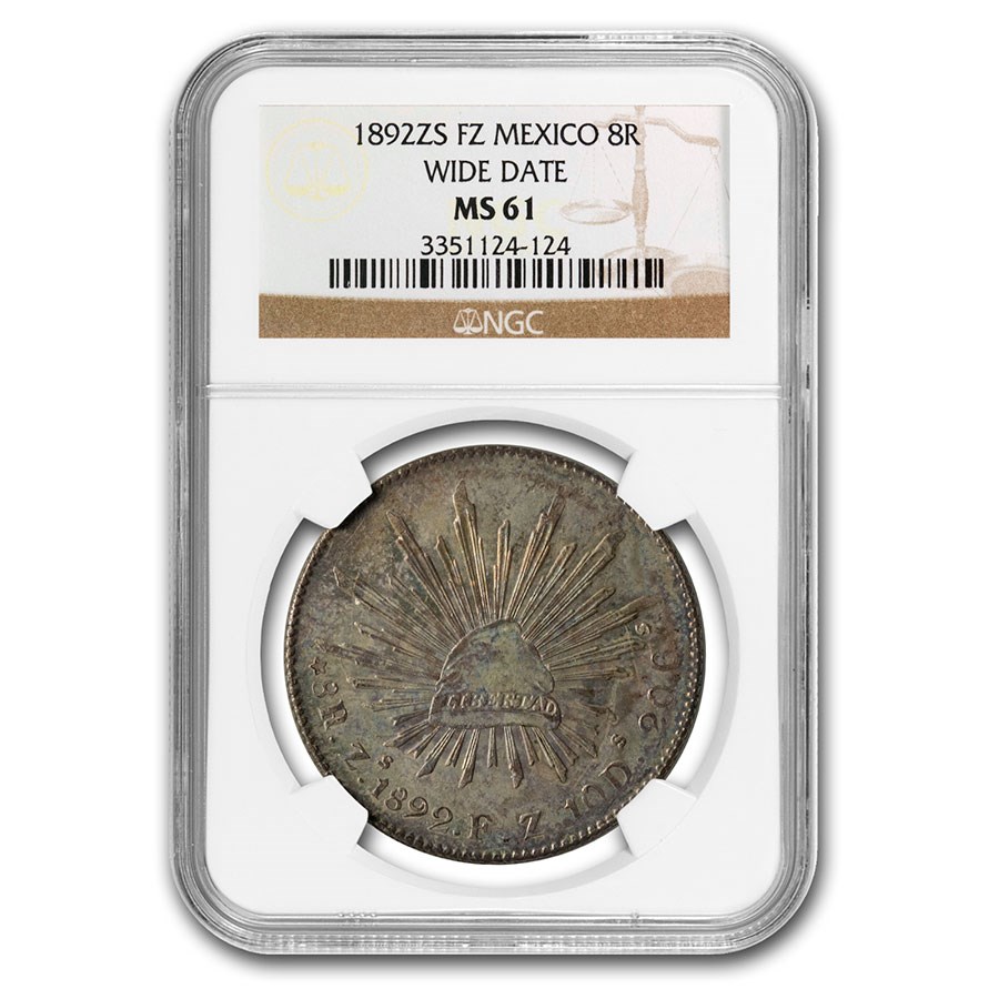 Buy 1892-Zs FZ Mexico Silver 8 Reales MS-61 NGC (Wide Date) | APMEX