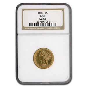 Buy 1893 $5 Liberty Gold Half Eagle AU-58 NGC | APMEX