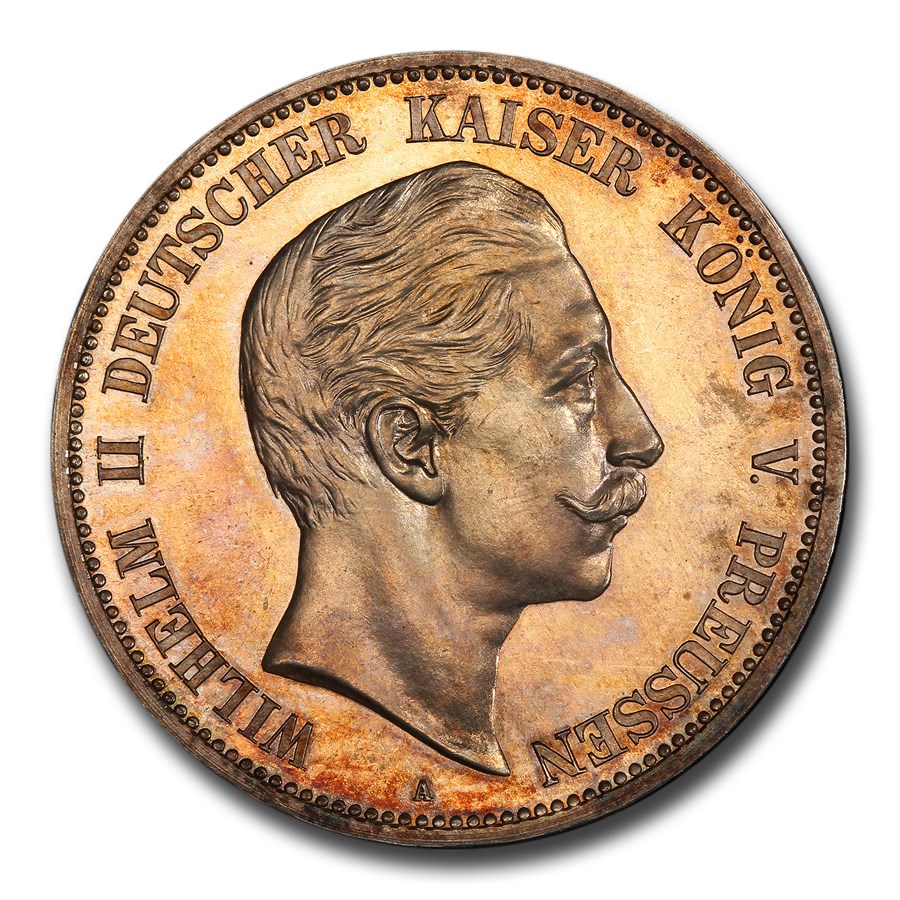 Buy 1893-A Prussia Silver 5 Mark Wilhelm II PR-65 | APMEX