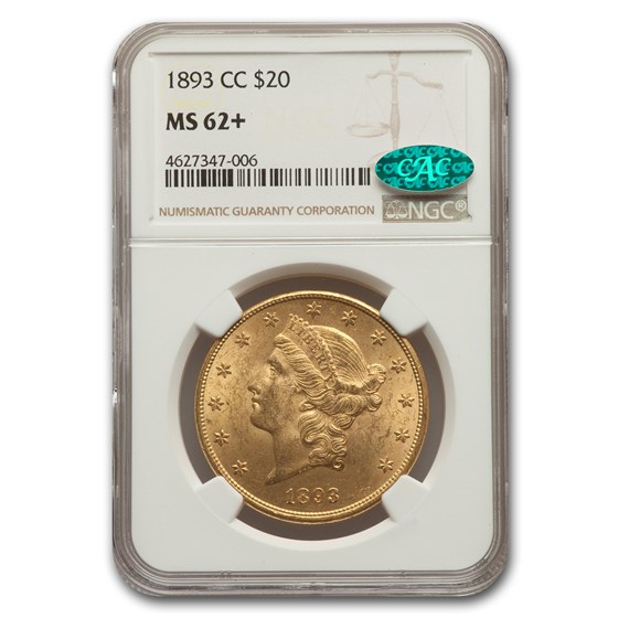 Buy 1893-CC $20 Liberty Gold Double Eagle MS-62+ NGC CAC | APMEX