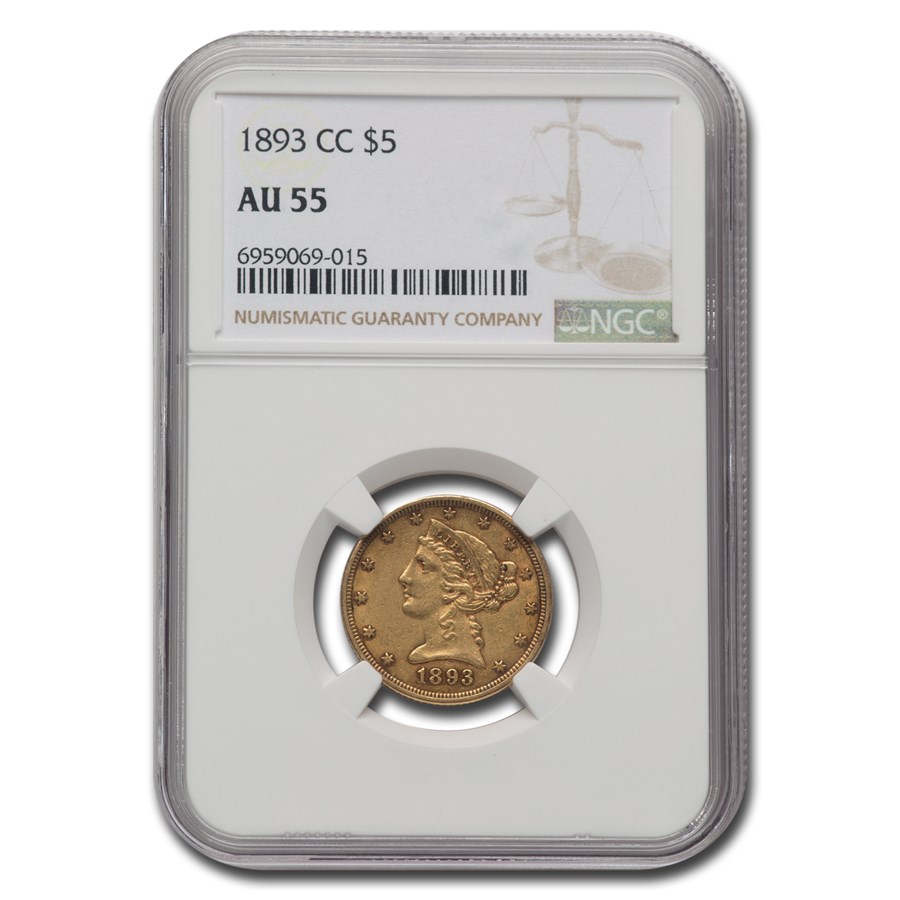 Buy 1893-CC $5 Liberty Gold Half Eagle AU-55 NGC | APMEX