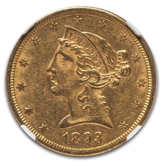 Buy 1893-CC $5 Liberty Gold Half Eagle AU-58 NGC | APMEX