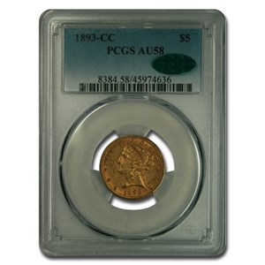 Buy 1893-CC $5 Liberty Gold Half Eagle AU-58 PCGS CAC | APMEX