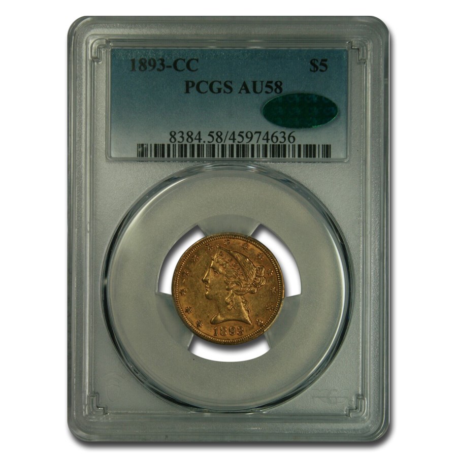 Buy 1893-CC $5 Liberty Gold Half Eagle AU-58 PCGS CAC | APMEX