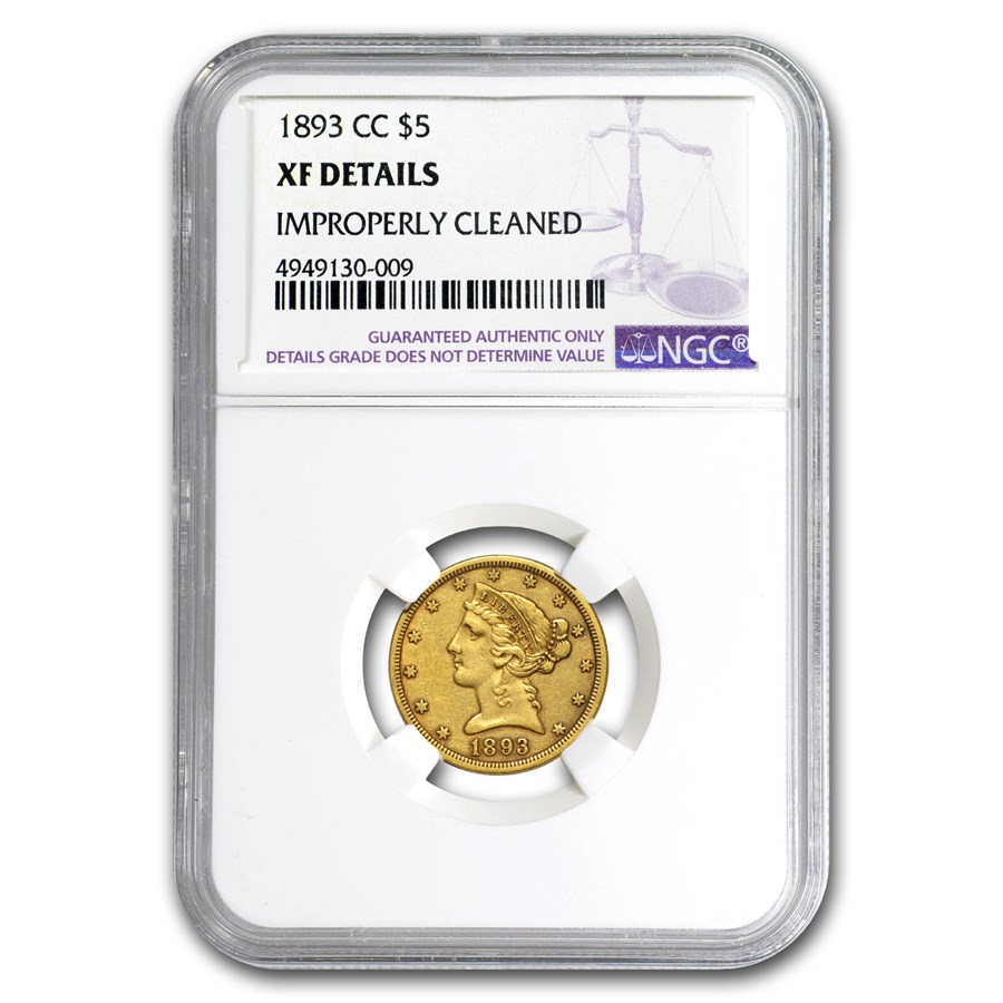 Buy 1893-CC $5 Liberty Gold Half Eagle XF Details NGC (Cleaned) | APMEX