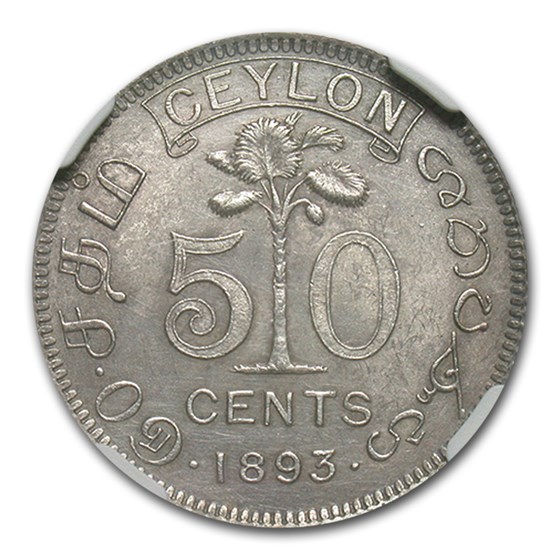 Buy 1893 Ceylon Silver 50 Cents MS-63 NGC | APMEX