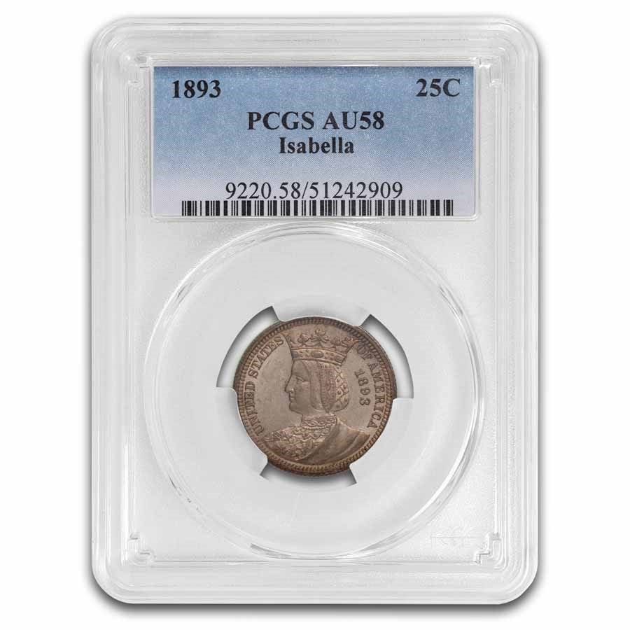Buy 1893 Isabella Quarter AU-58 PCGS | APMEX