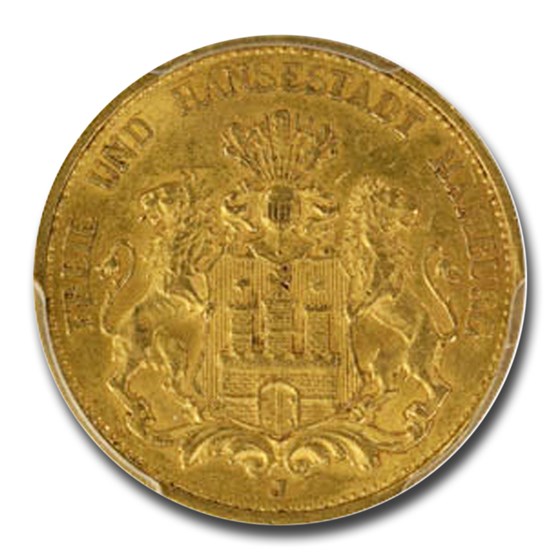 Buy 1893-J Germany Hamburg Gold 20 Mark MS-61 PCGS | APMEX