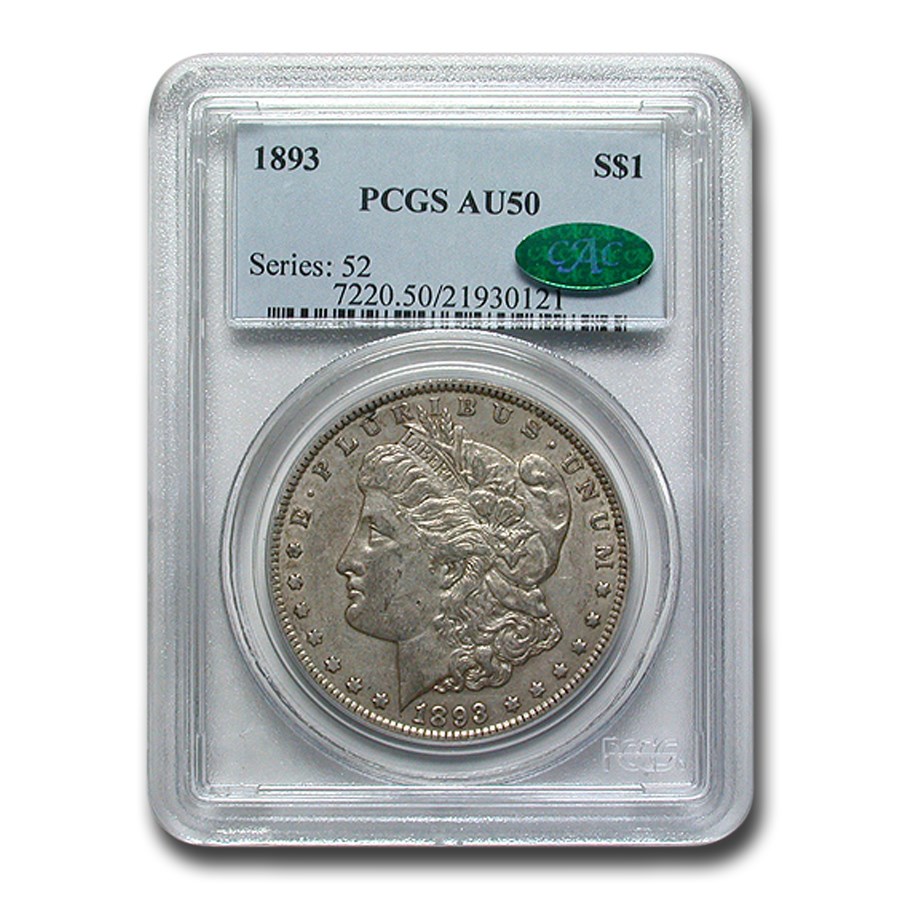 1893 Morgan Dollar AU-50 PCGS CAC