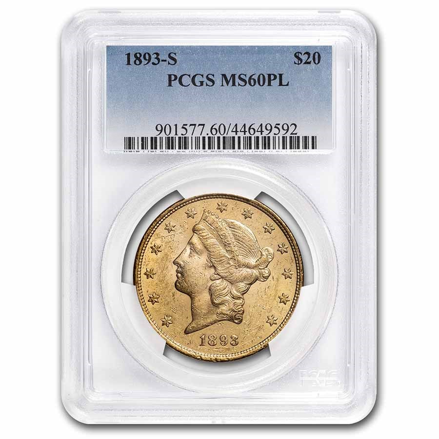 Buy 1893-S $20 Liberty Gold Double Eagle MS-60 PL PCGS | APMEX