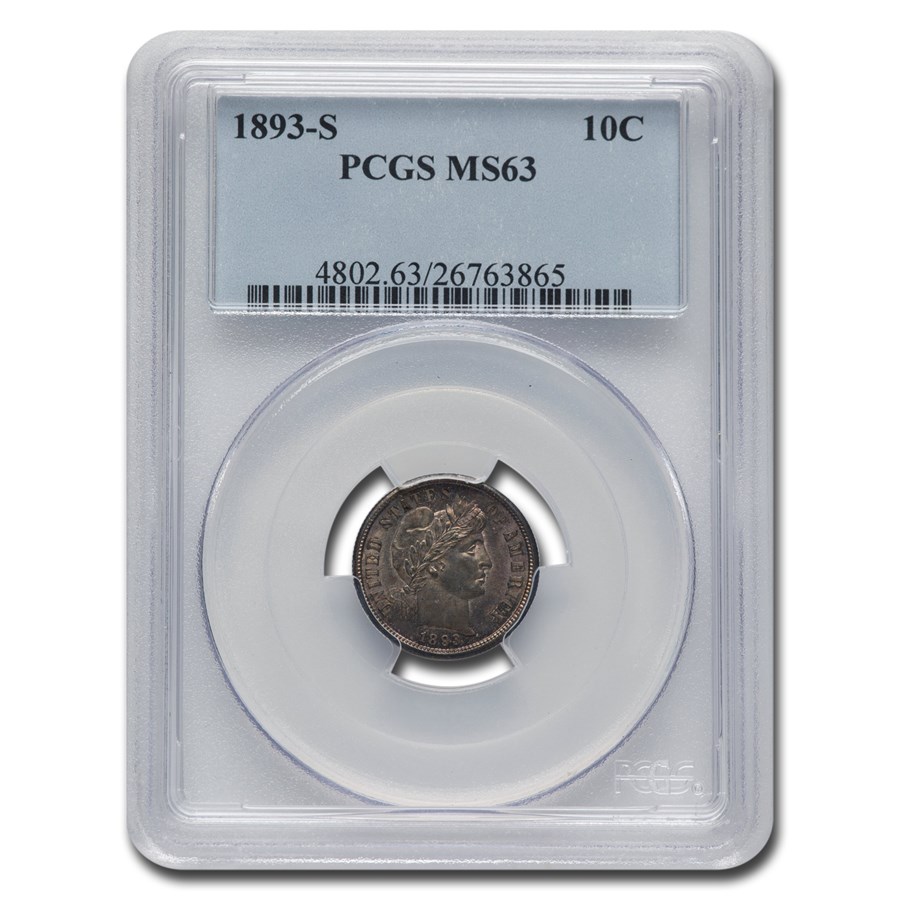 1893-S Barber Dime MS-63 PCGS