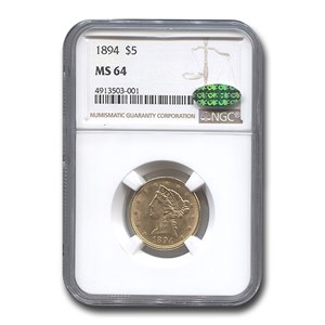 Buy 1894 $5 Liberty Gold Half Eagle MS-64 NGC CAC | APMEX