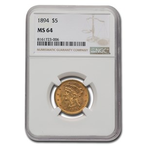 Buy 1894 $5 Liberty Gold Half Eagle MS-64 NGC | APMEX