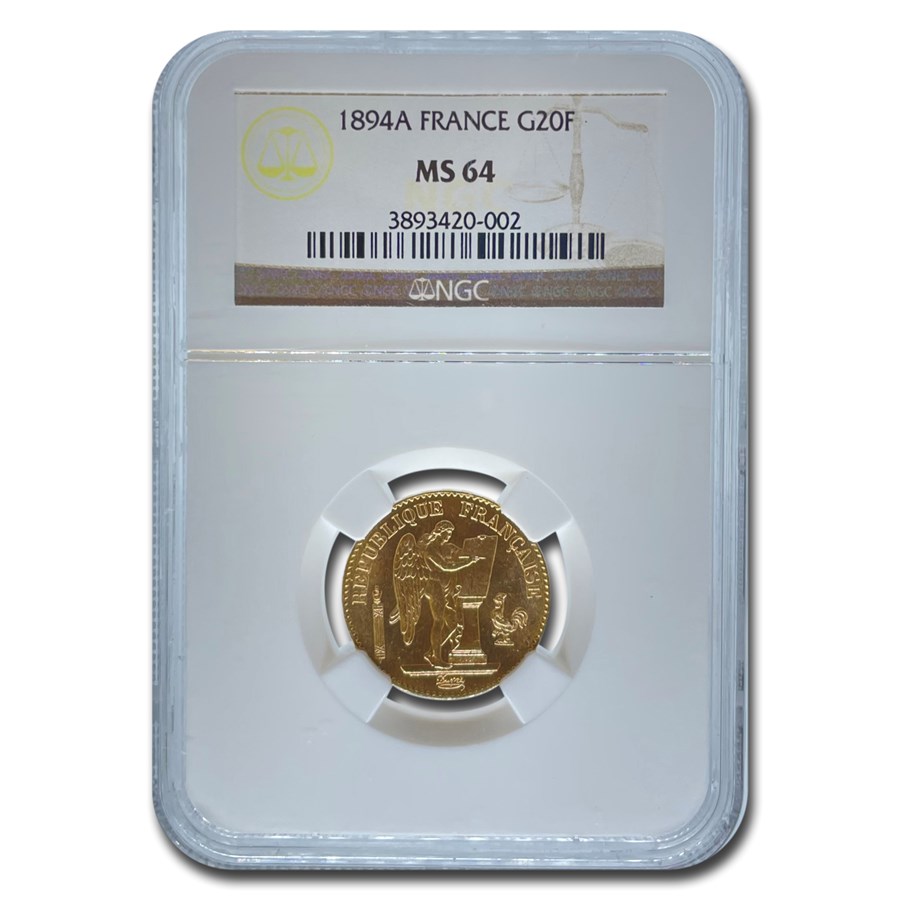 Buy 1894-A France Gold 20 Francs Angel MS-64 NGC | APMEX