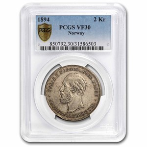 Buy 1894 Norway Silver 2 Kroner Oscar II VF-30 PCGS | APMEX