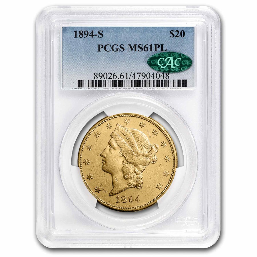 Buy 1894-S $20 Liberty Gold Double Eagle MS-61 PL PCGS CAC | APMEX