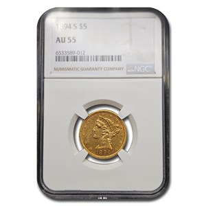 Buy 1894-S $5 Liberty Gold Half Eagle AU-55 NGC | APMEX