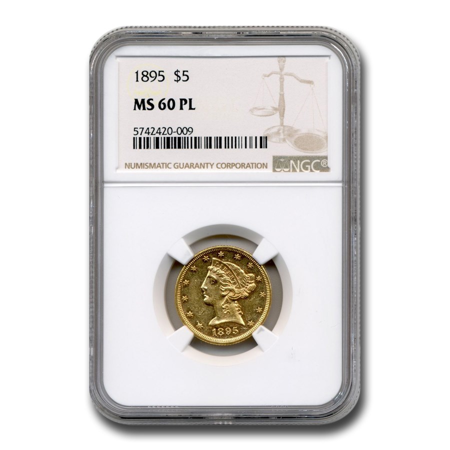 Buy 1895 $5 Liberty Gold Half Eagle MS-60 NGC (PL) | APMEX