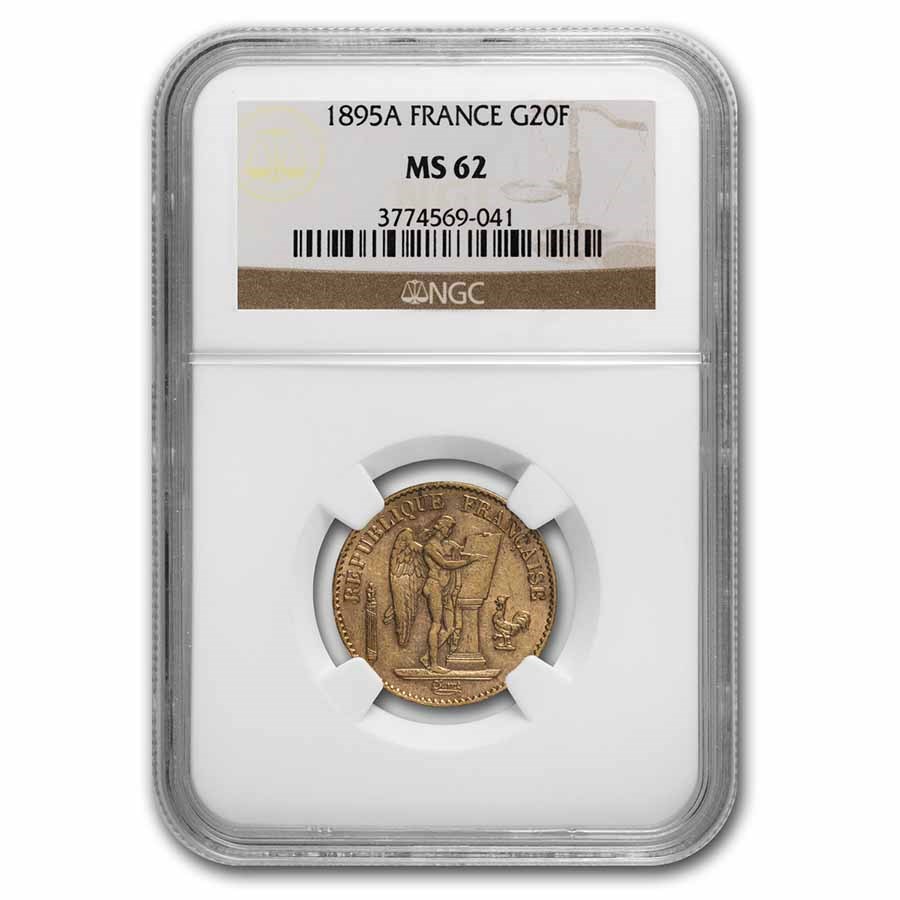 Buy 1895-A France Gold 20 Francs Angel MS-62 NGC | APMEX