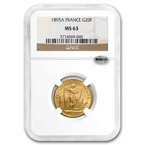 Buy 1895-A France Gold 20 Francs Angel MS-63 NGC | APMEX
