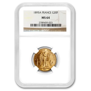 Buy 1895-A France Gold 20 Francs Angel MS-64 NGC | APMEX