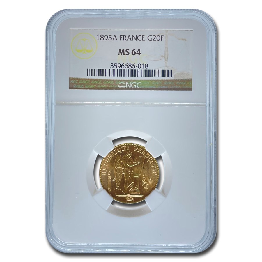 Buy 1895-A France Gold 20 Francs Angel MS-64 NGC | APMEX