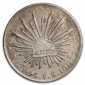 1895-Ga JS Mexico Silver 8 Reales Cap & Rays XF