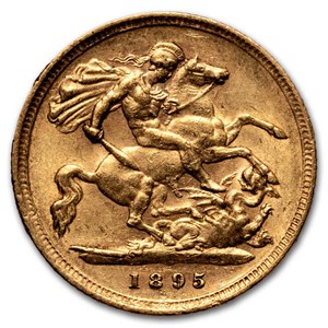1895 Great Britain Gold Half-Sovereign Victoria Veil AU
