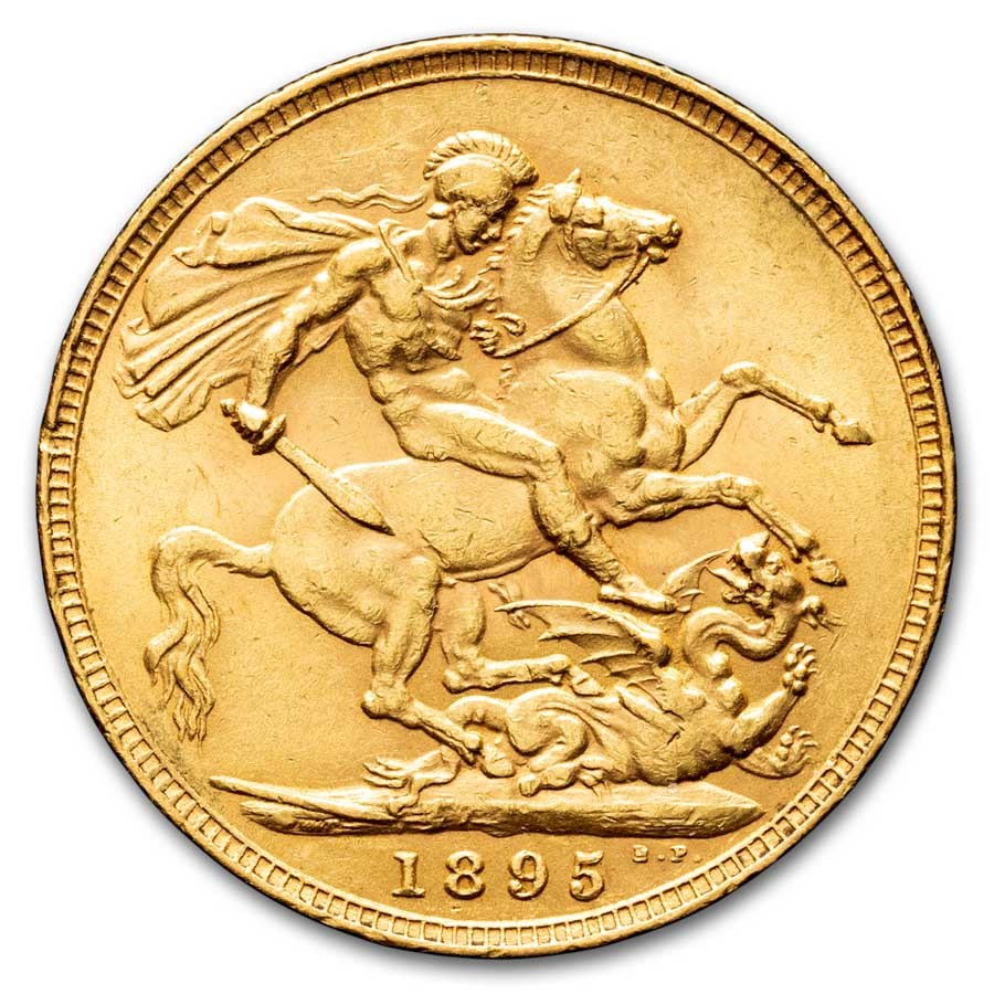 1895 Great Britain Gold Sovereign Victoria Veil Head AU