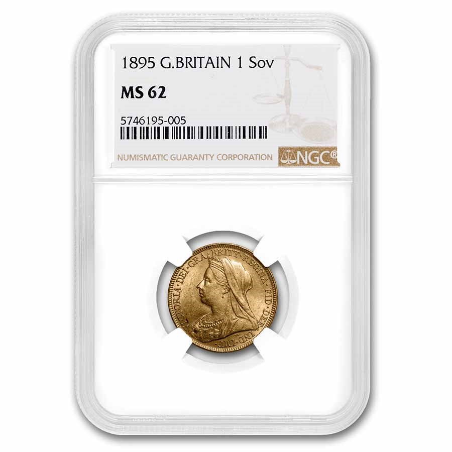 Buy 1895 Great Britain Gold Sovereign Victoria Veil Head MS-62 NGC | APMEX