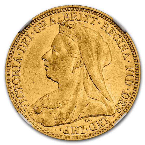 Buy 1895-M Australia Gold Sovereign Veil Head Victoria AU-50 NGC | APMEX