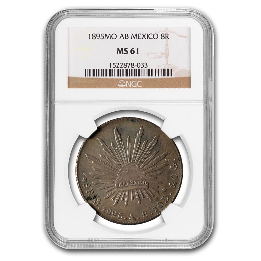 Buy 1895-Mo AB Mexico Silver 8 Reales MS-61 NGC | APMEX