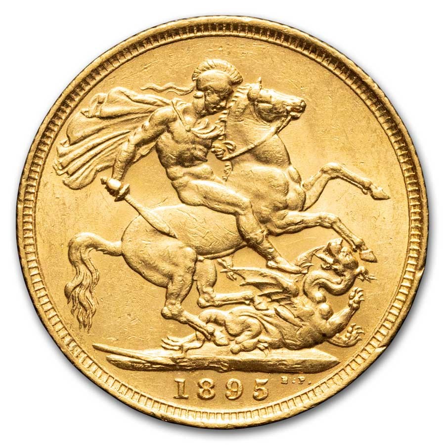 1895-S Australia Gold Sovereign Veil Head Victoria BU